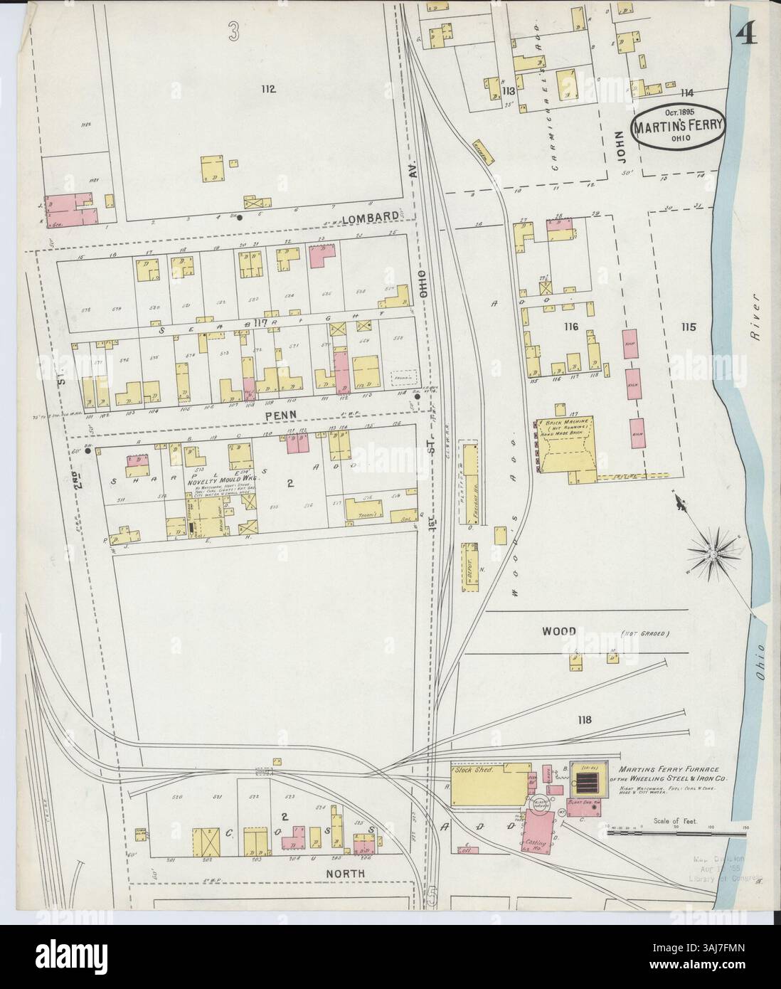 This 1895 Sanborn Fire Insurance Map shows the streets and buildings in ...
