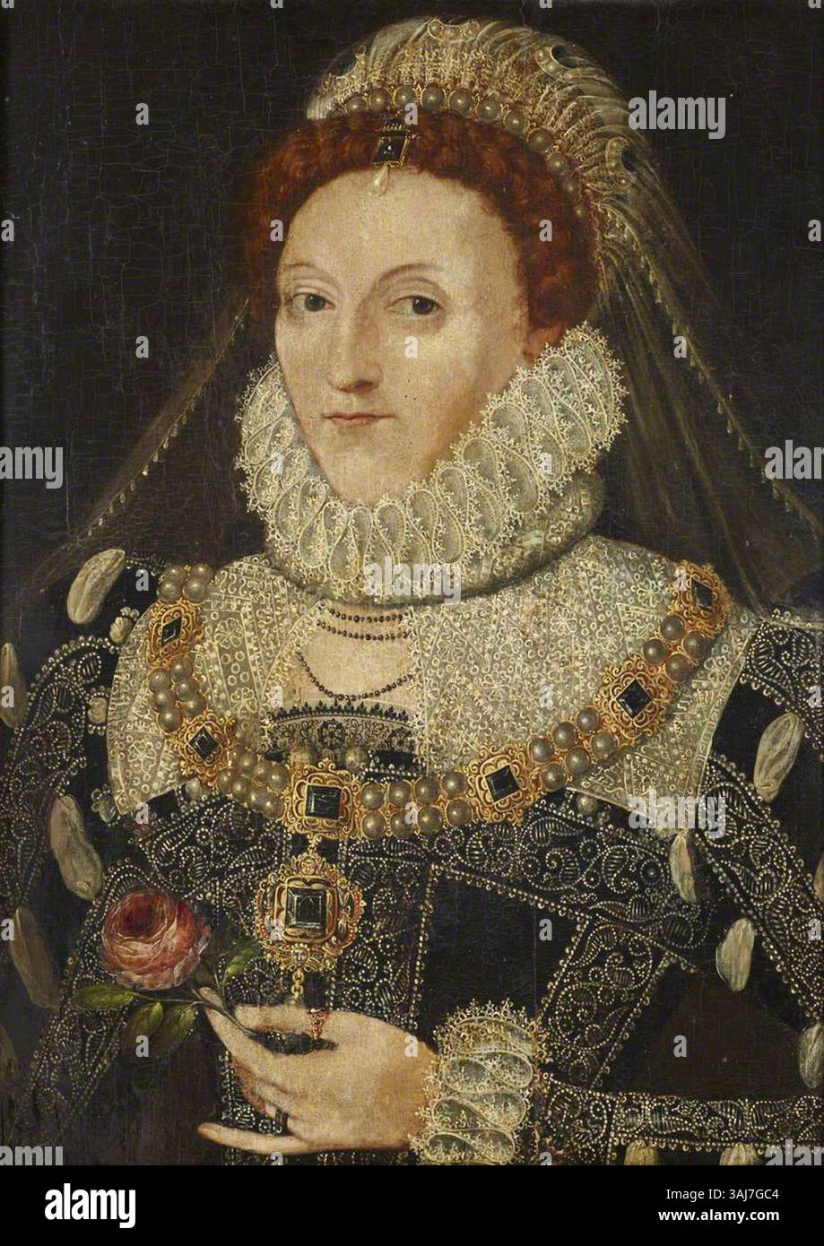 A portrait of Queen Elizabeth I of England, painted in the style of ...