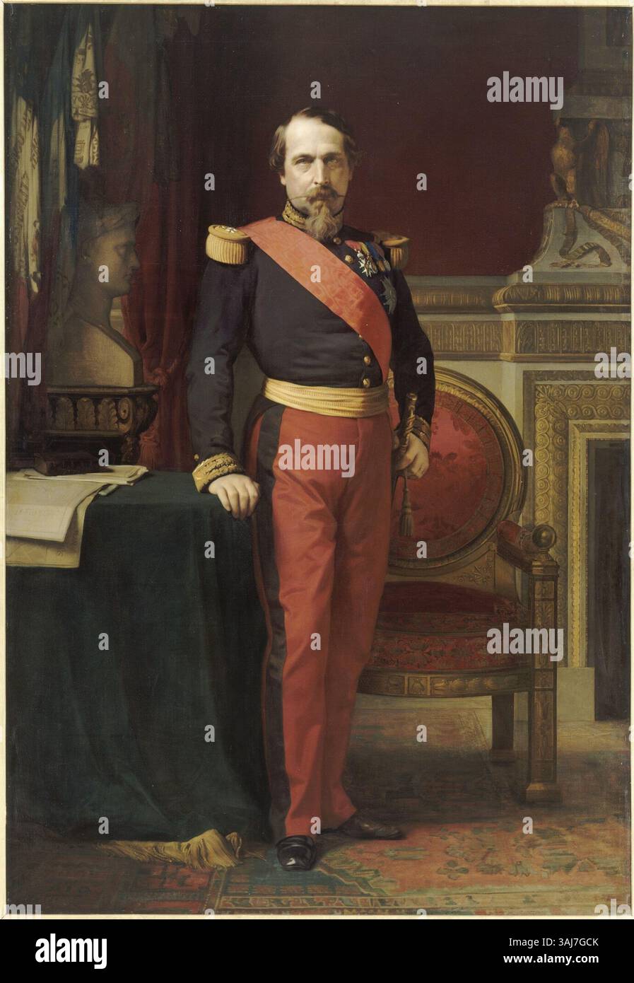 The 1862 portrait of Napoleon III by Jean-Hippolyte Flandrin, showing ...