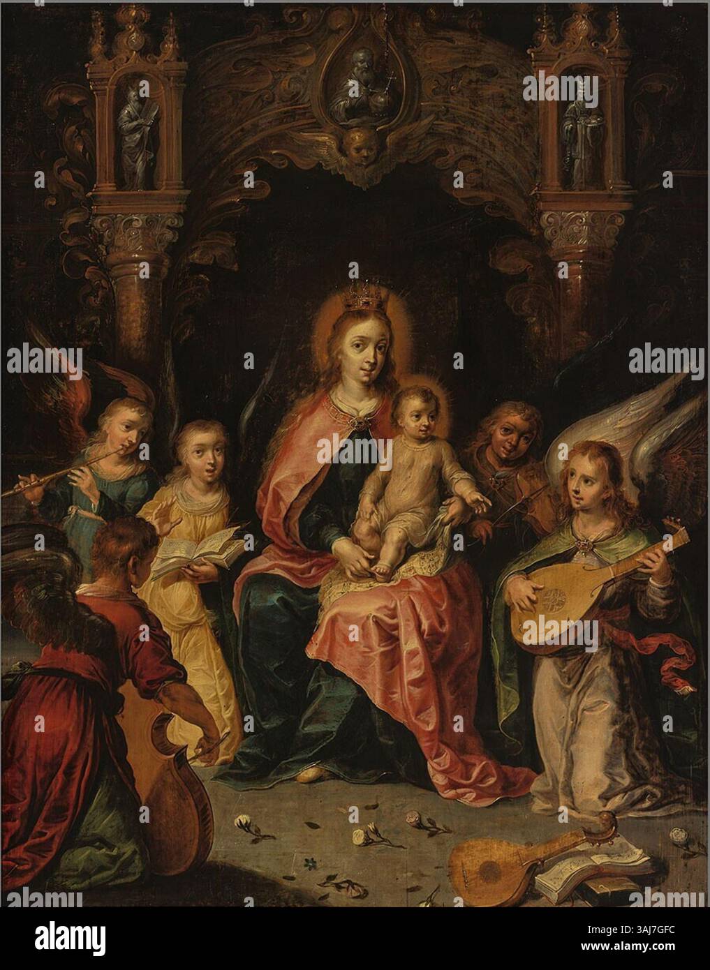 This anonymous Dutch painting, 'Virgin and Child with Music-making Angels,' created between 1600 ...