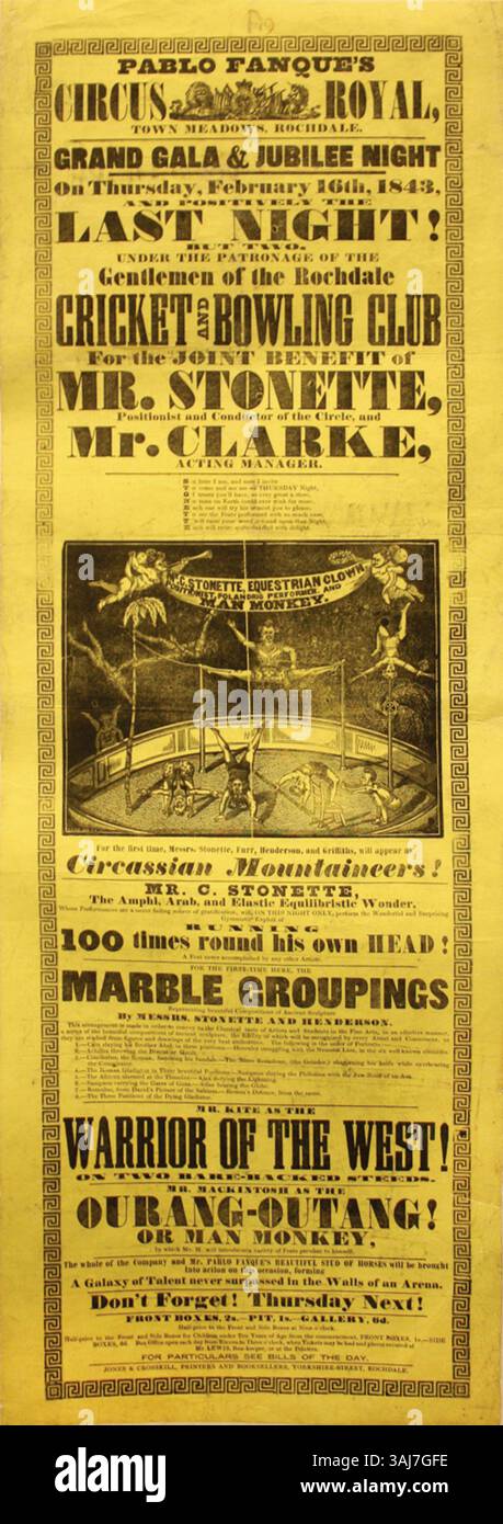 The 1843 poster for Pablo Fanque's Circus Royal, featuring a ...