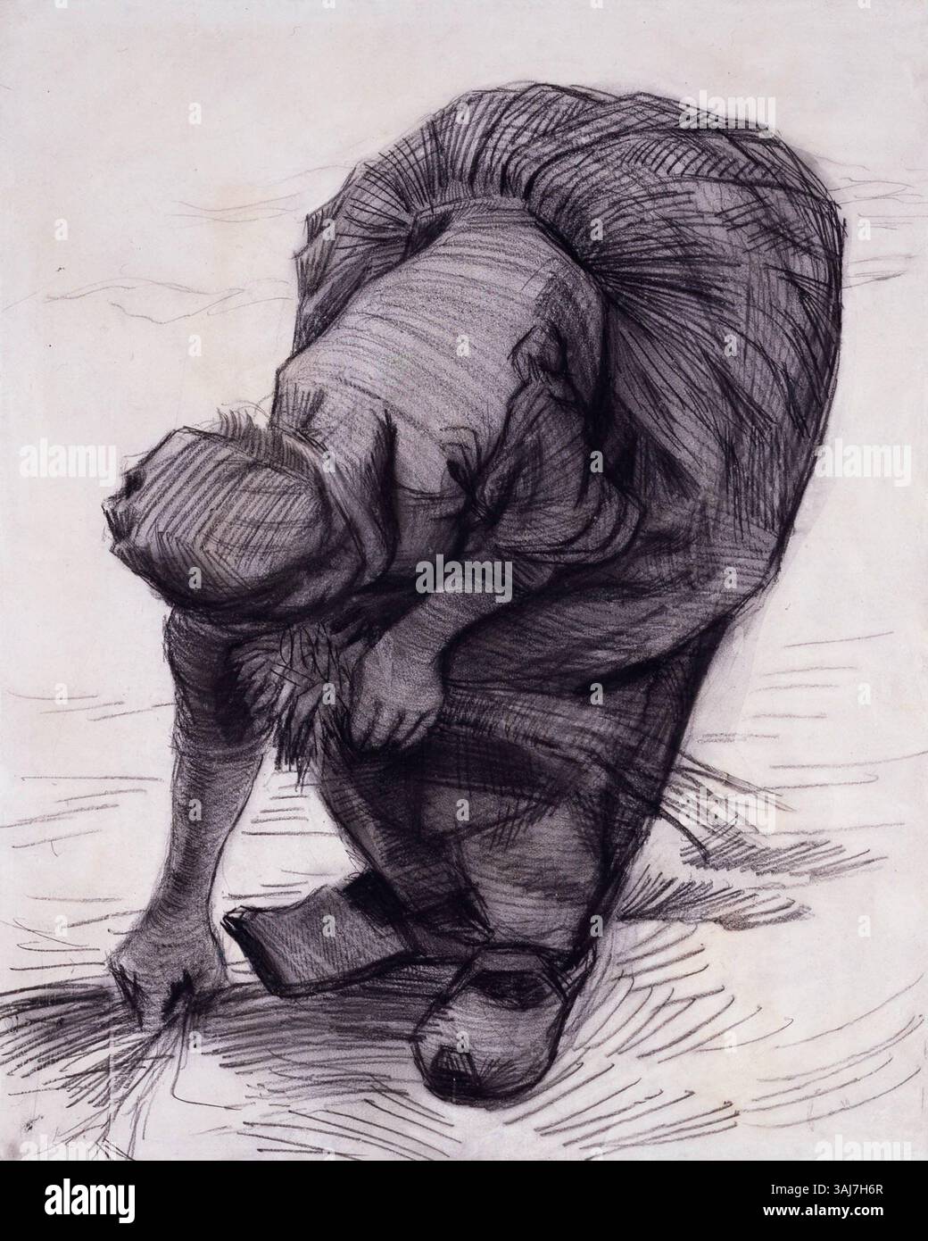 In this 1885 drawing 'Paysanne arrachant de l'herbe', Vincent van Gogh ...