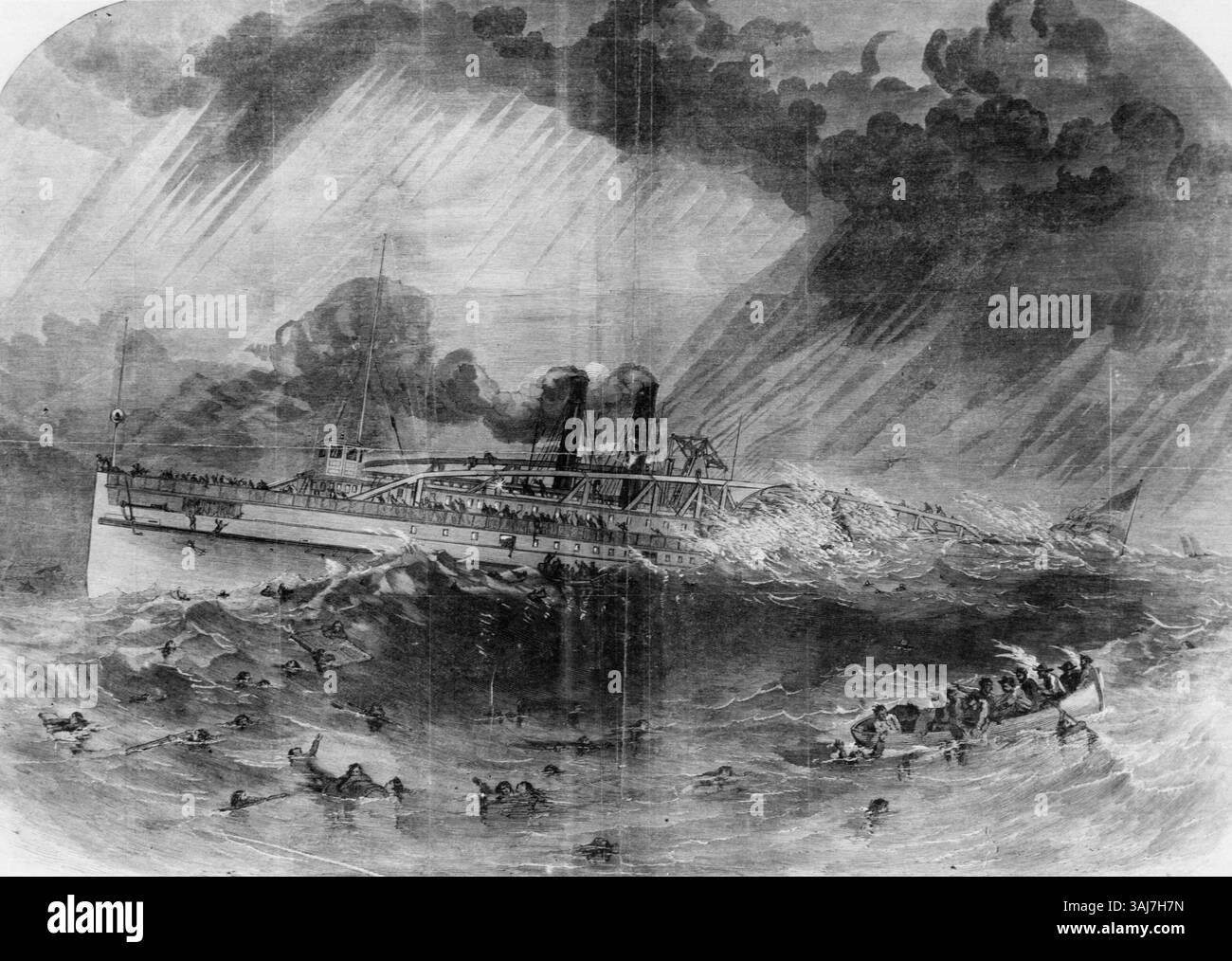 The sinking of the Lady Elgin on September 8, 1860, after colliding ...