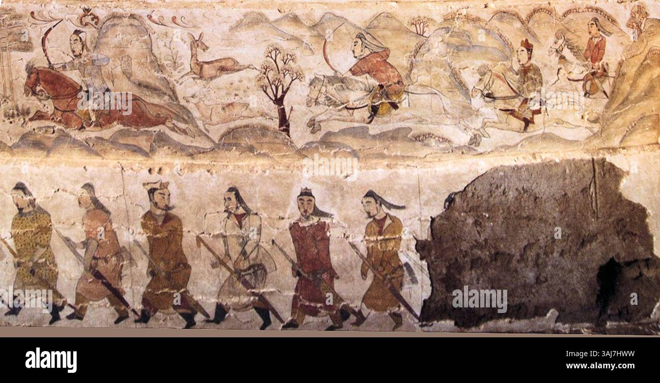 6th-century Chinese artwork depicting historical or cultural elements ...