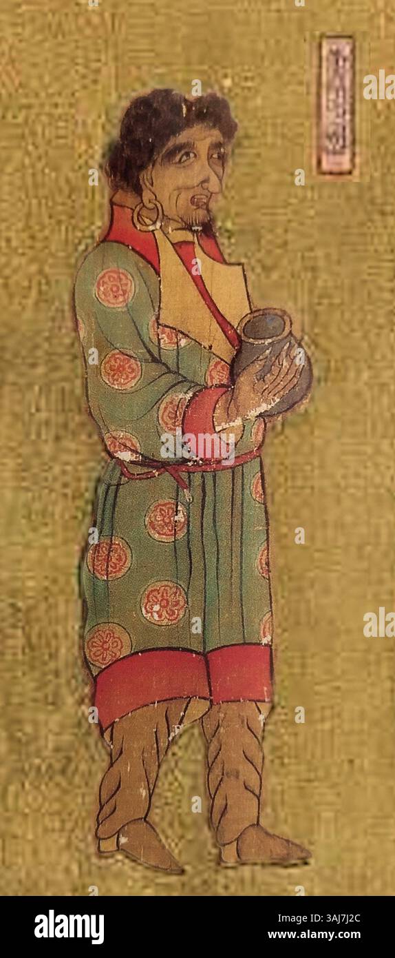 A drawing of Yutian Khotan from the Tang Dynasty, created around 650 CE ...