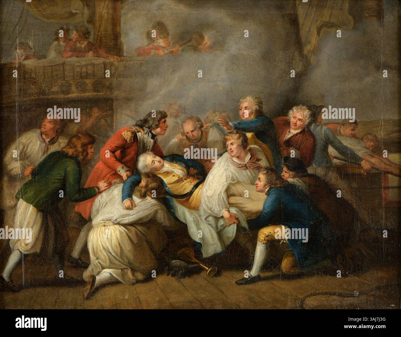 This 19th-century oil painting depicts Admiral Nelson on board the HMS ...