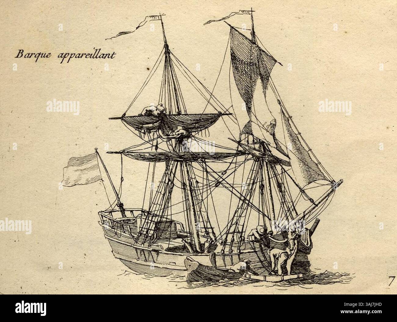 This 1813 drawing by Pierre Ozanne depicts a ship preparing to set sail ...