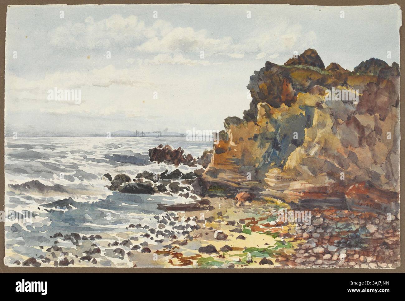This watercolor by Elizabeth Parsons depicts Red Bluff in St. Kilda ...