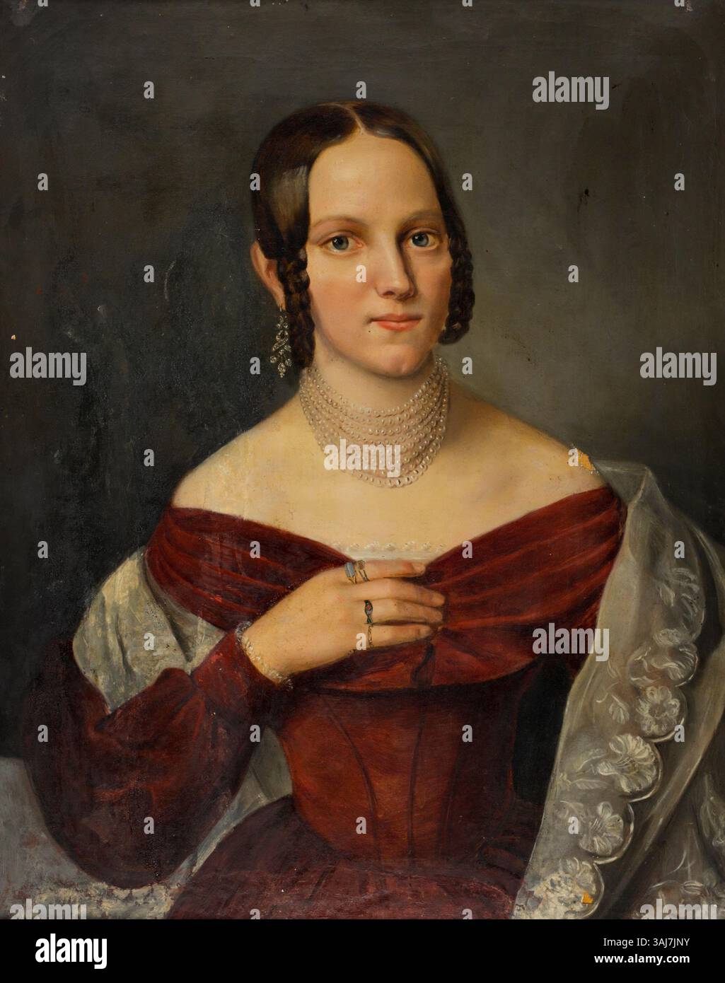 This Biedermeier-era portrait, painted in 1838, features a 19-year-old ...