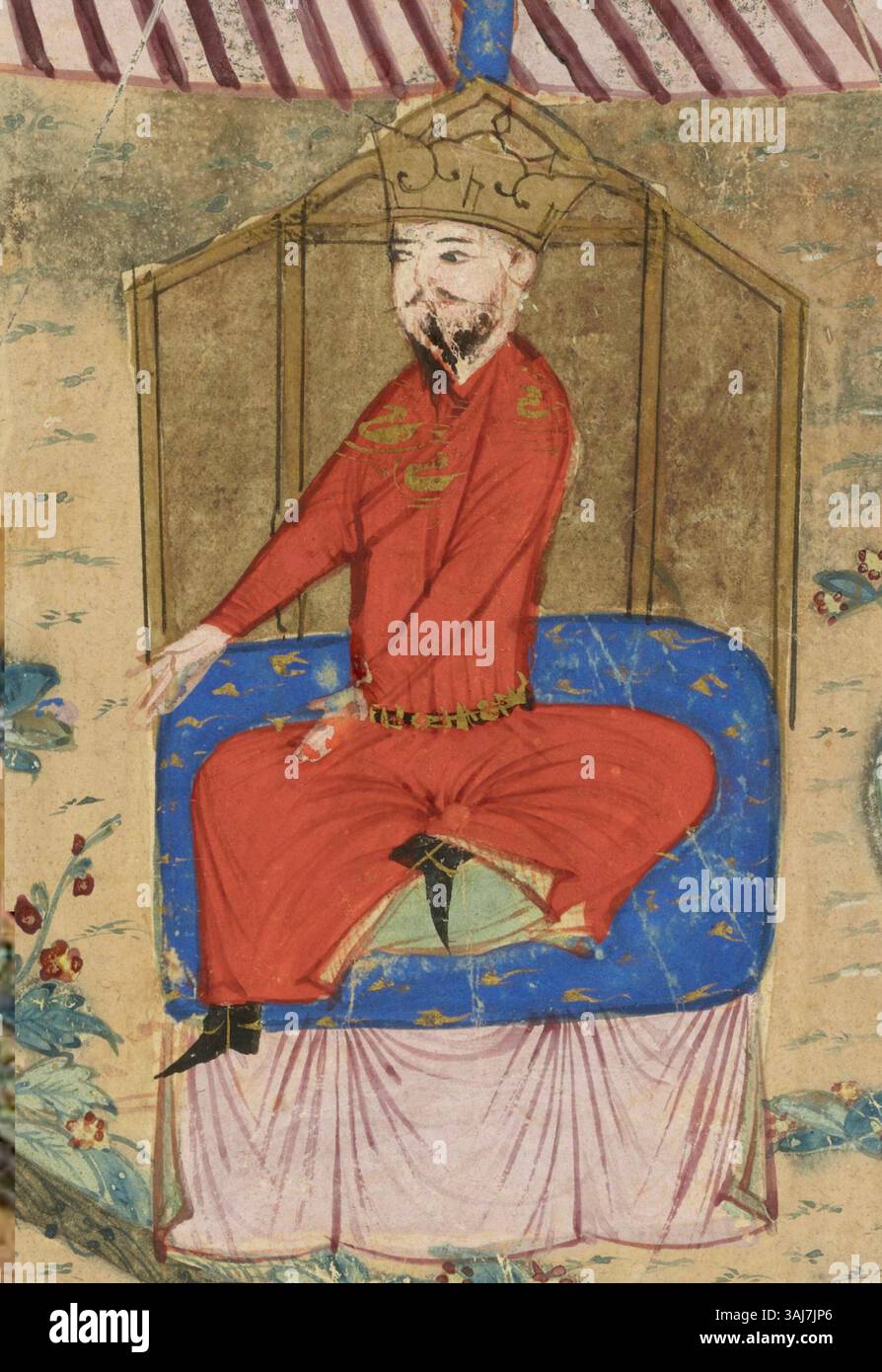 Portrait of Takash, Sultan of Khwarazm, congratulated by Rashid al-Din ...