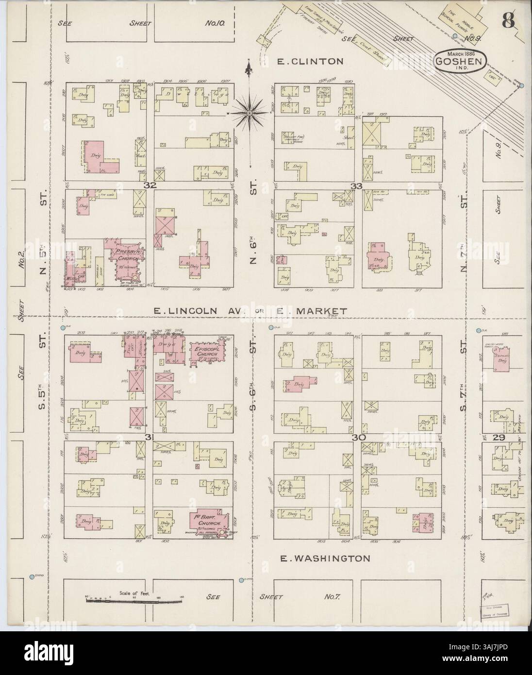 This Sanborn Fire Insurance Map from March 1886 depicts Goshen, Elkhart ...