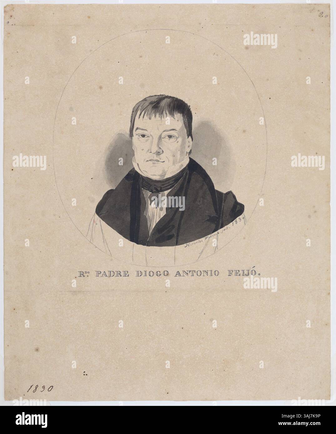 This 1830 portrait by Hercule Florence depicts Padre Diogo Antonio ...