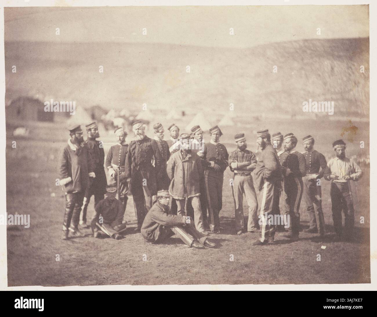 This 1855 photograph by Roger Fenton shows Colonel Doherty and officers ...