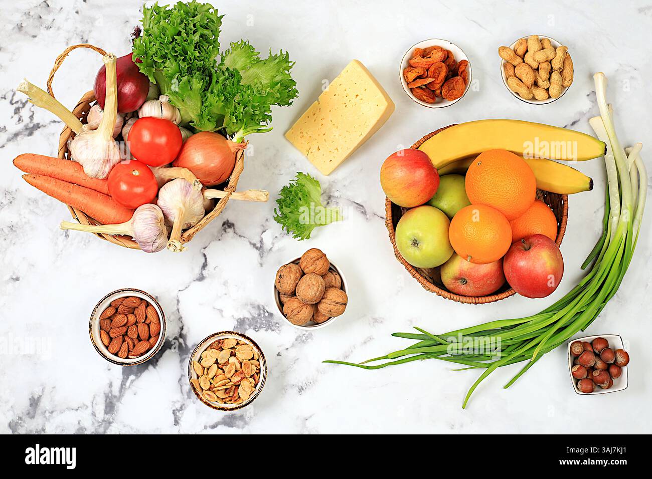 Healthy balanced diet with dietary ingredients, fresh vegetables ...