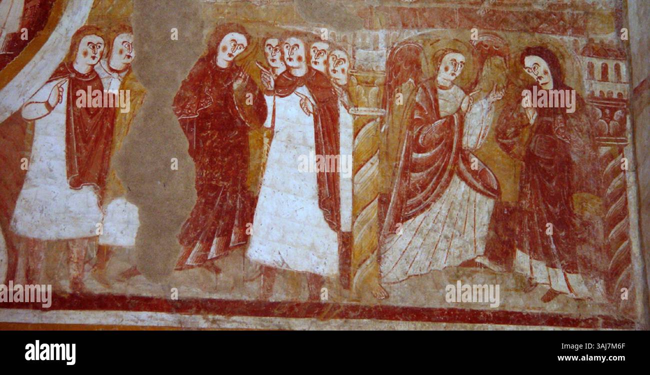 An anonymous fresco from the 12th century, depicting the Accusation of ...