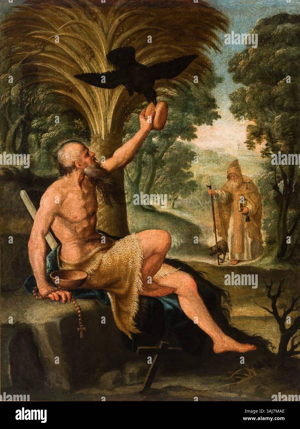 The painting 'Elijah fed by ravens' from the 17th century Dutch school depicts the biblical ...