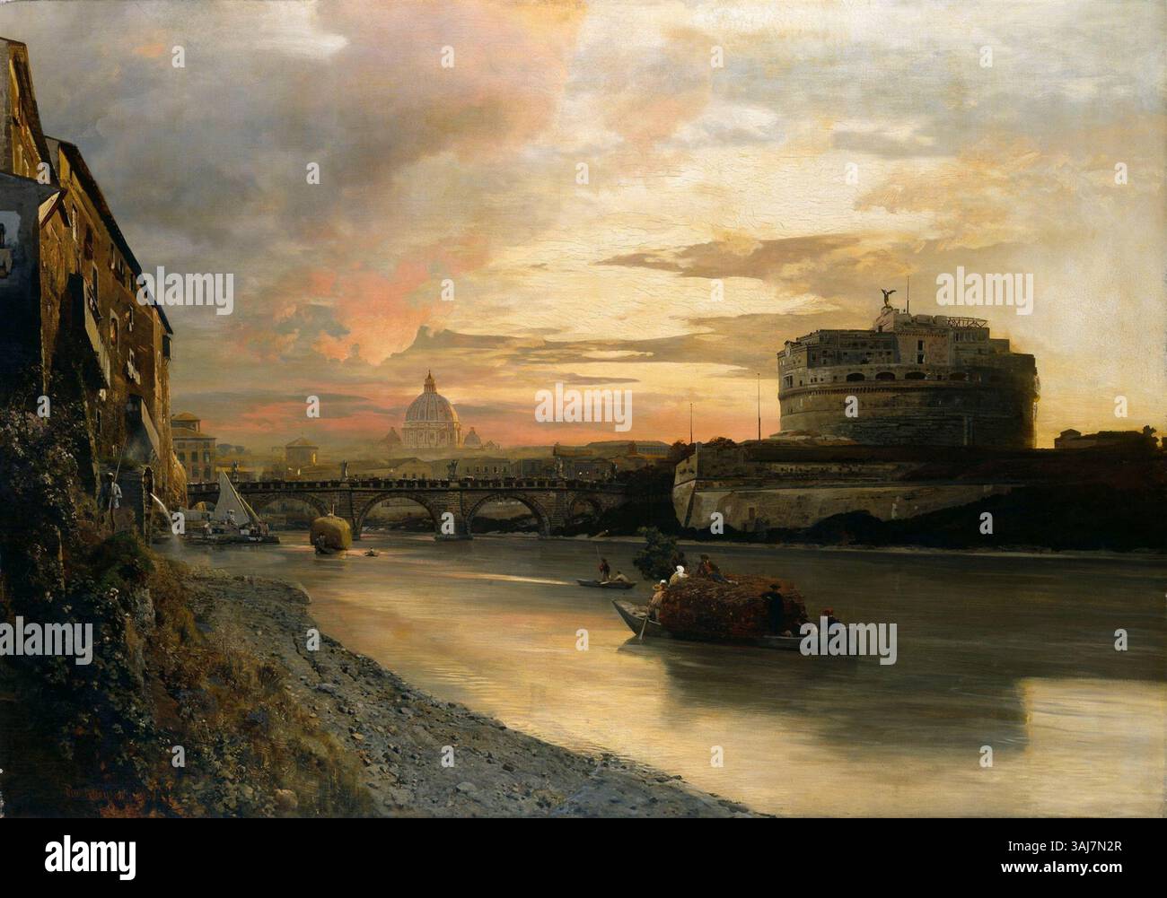 Oswald Achenbach's 1883 oil painting 'Castel Sant'Angelo' depicts the ...