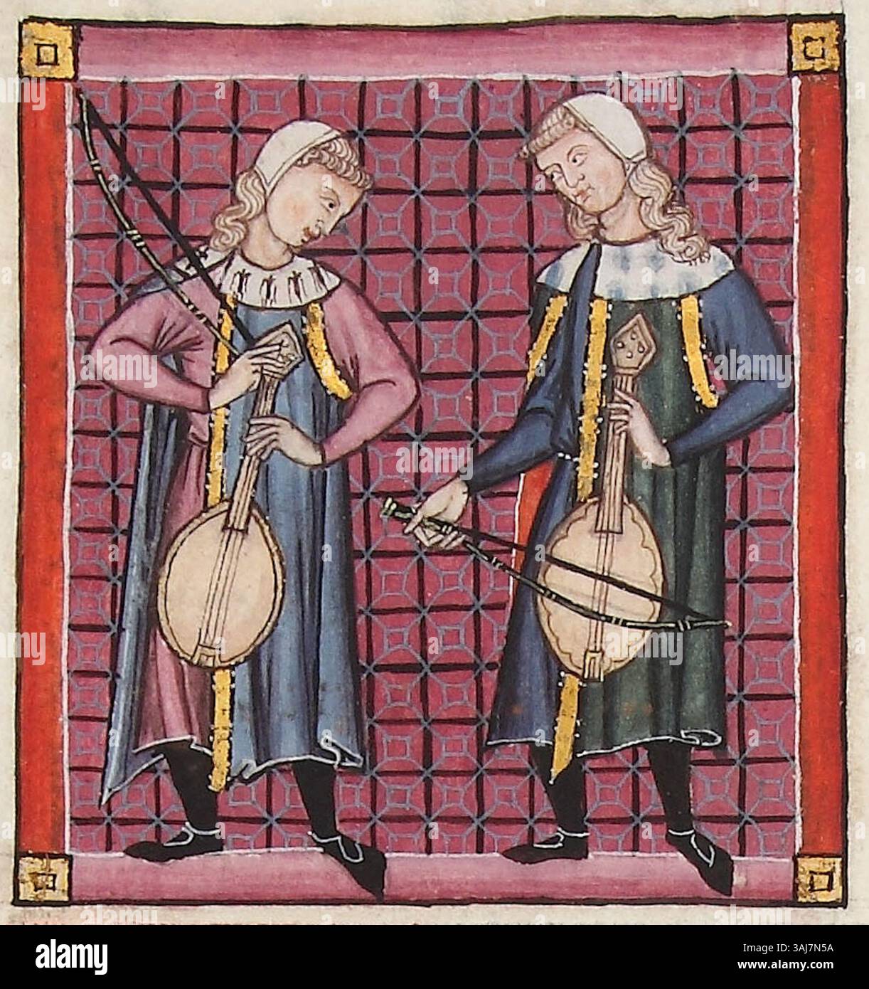 A page from the Cantigas de Santa Maria, showing a European instrument ...