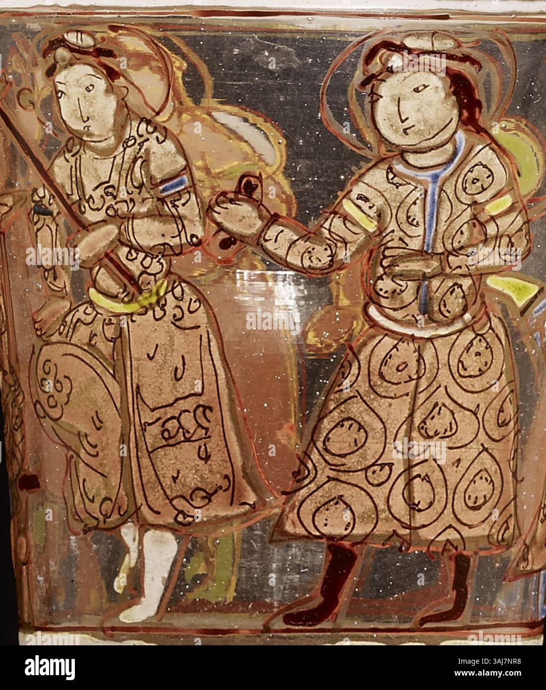 This image shows the right attendants of the 13th-century Palmer Cup, an important artifact in ...