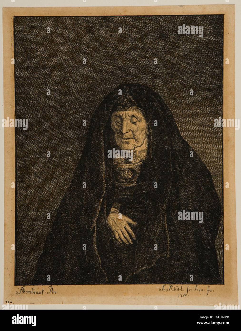 A circa 1650 painting by Johan Anton Riedel, 'Rembrandt's Mother,' part ...