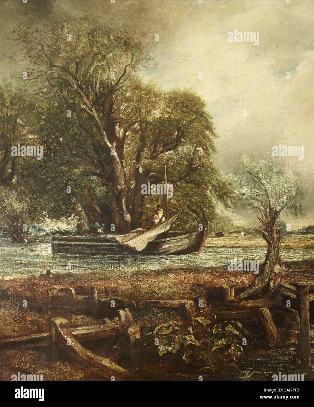 This oil painting, created between 1825 and 1899 after John Constable ...