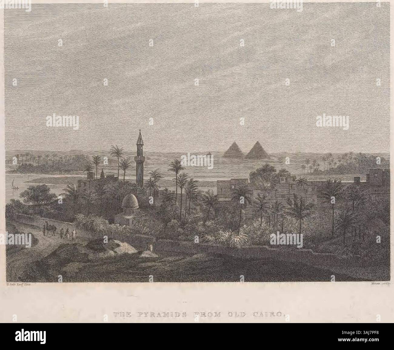This 1809 engraving by James Mitan shows the Pyramids of Old Cairo ...