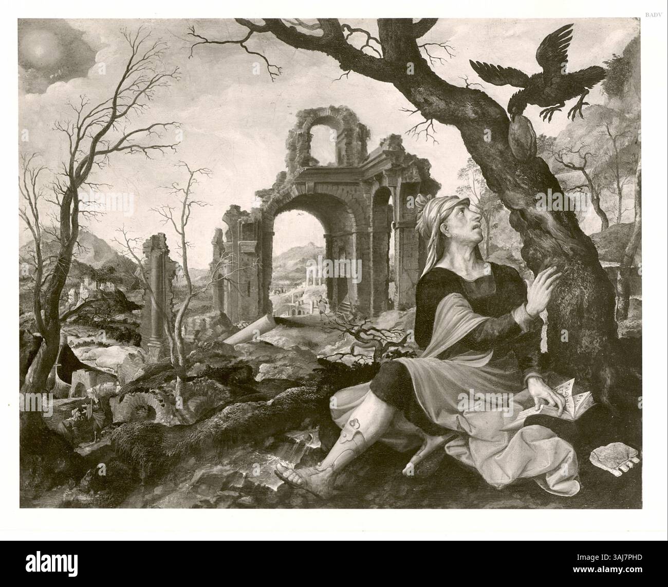 This painting depicts the biblical scene of the prophet Elijah being ...