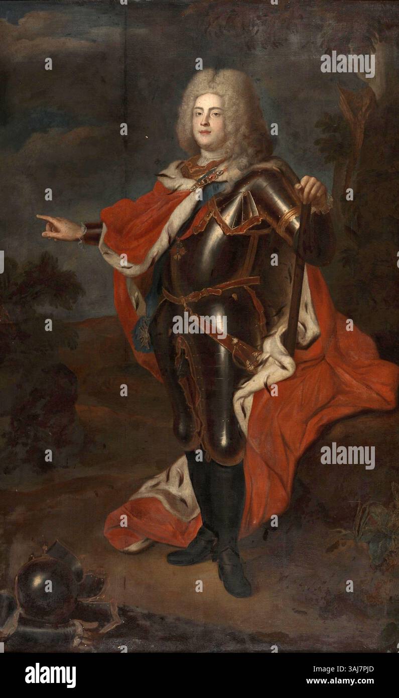 An 18th-century oil on canvas painting of August III Sas, King of ...
