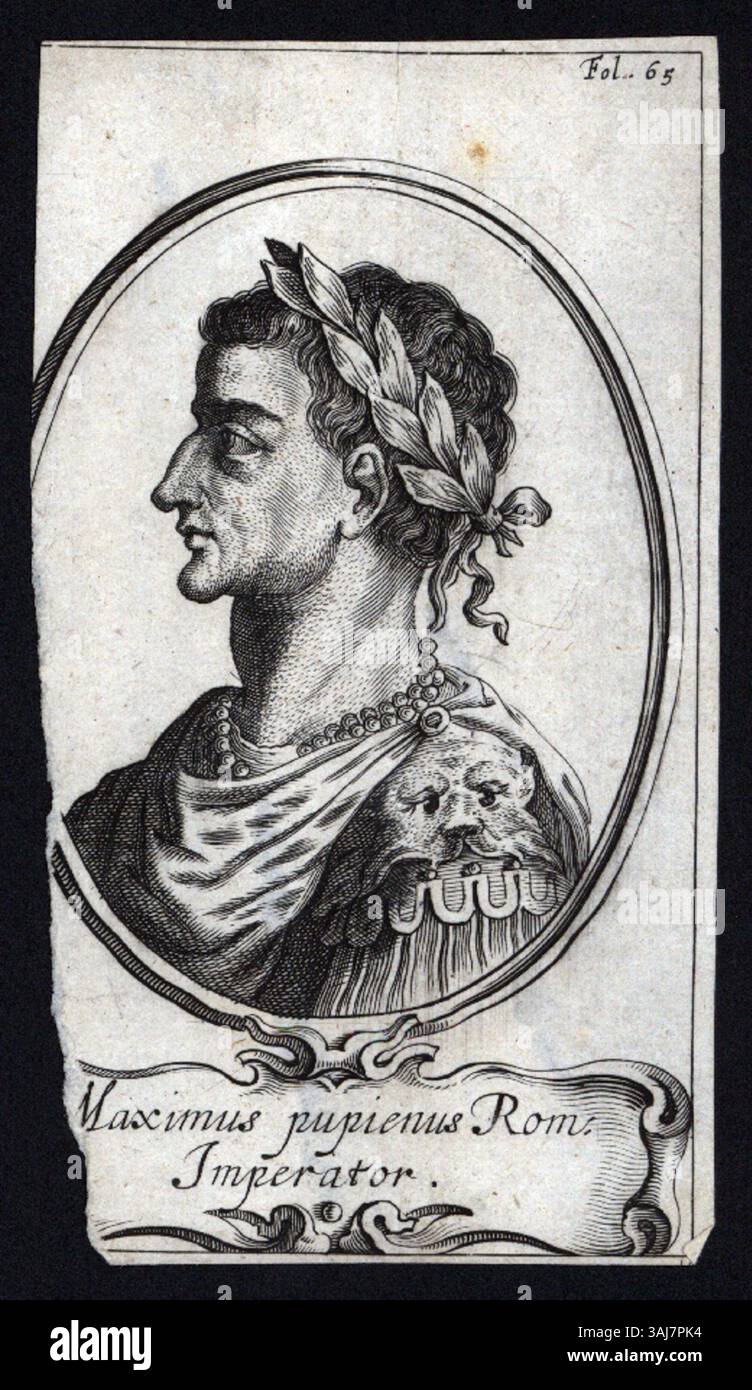 Roman emperor Pupienus depicted in a historical representation ...