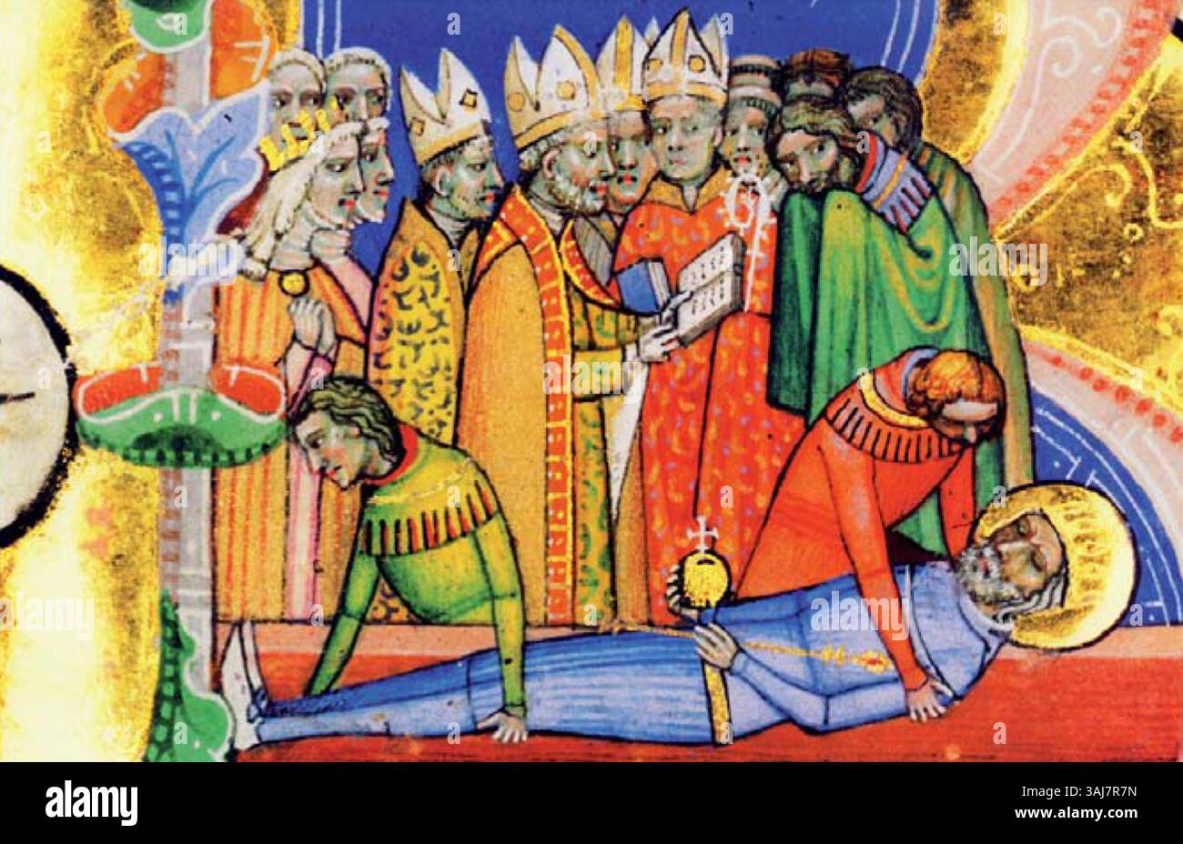 This 'Képes krónika' folio depicts the funeral of King Stephen ...