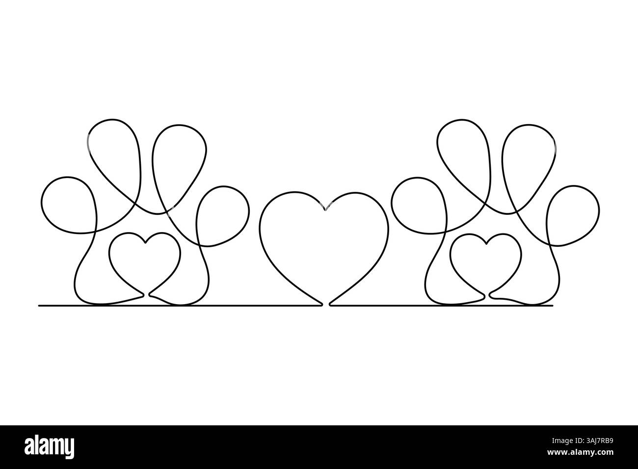 Dog paw continuous single line art and isolated outline vector design ...