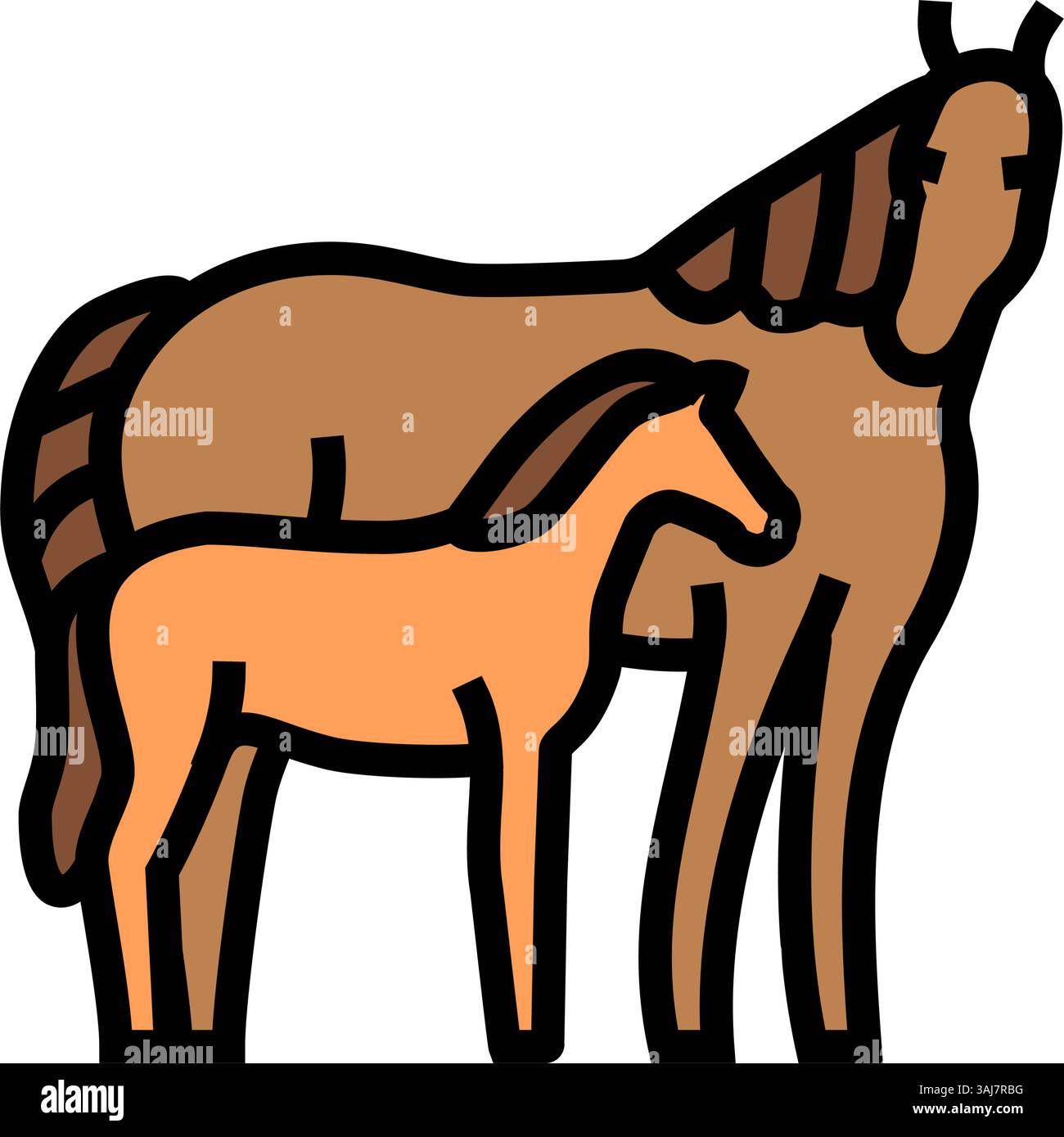 foal mare horse breeding color icon vector illustration Stock Vector ...