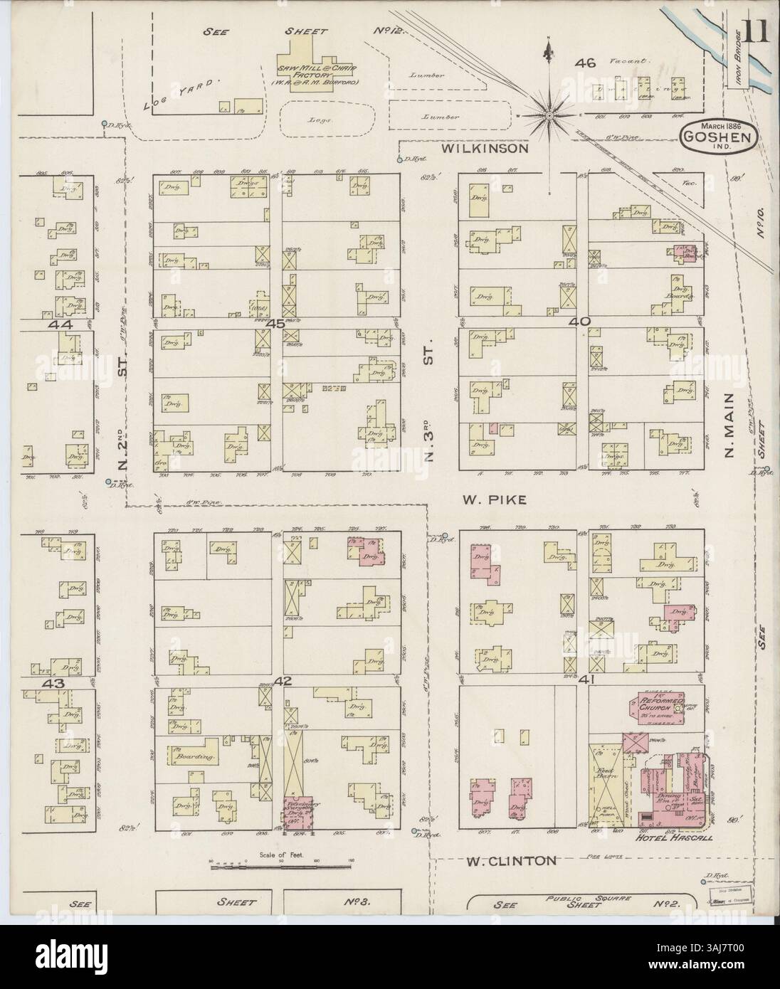 This 1886 Sanborn Fire Insurance Map of Goshen, Elkhart County, Indiana ...