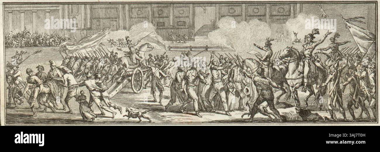 Engraving depicting the historical event of 9 Thermidor during the ...