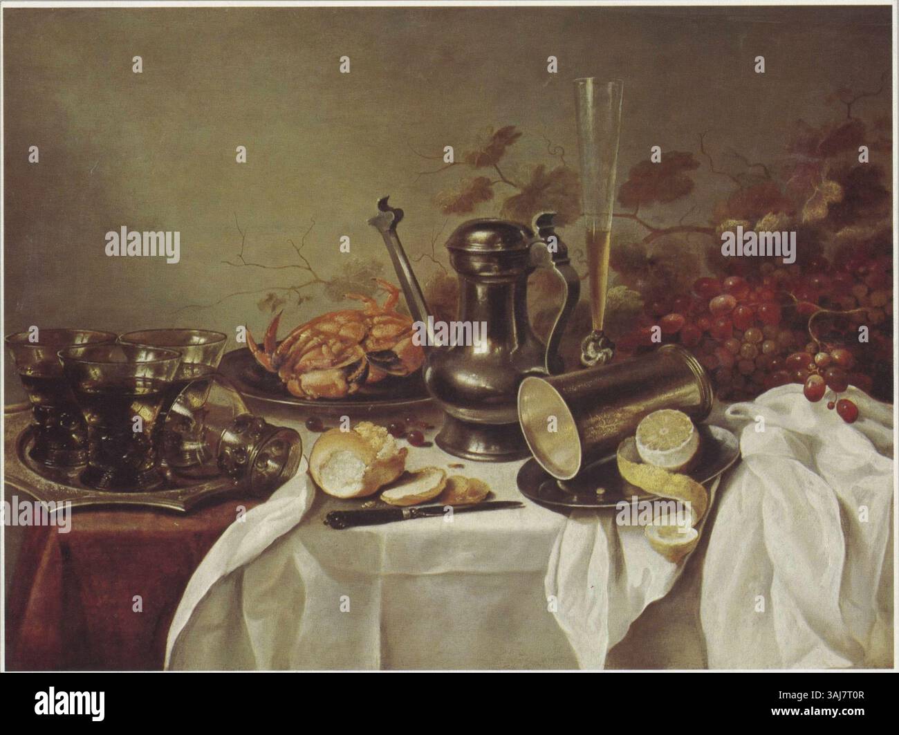 This 17th-century still life by Pieter Claesz features a crab, pitcher ...