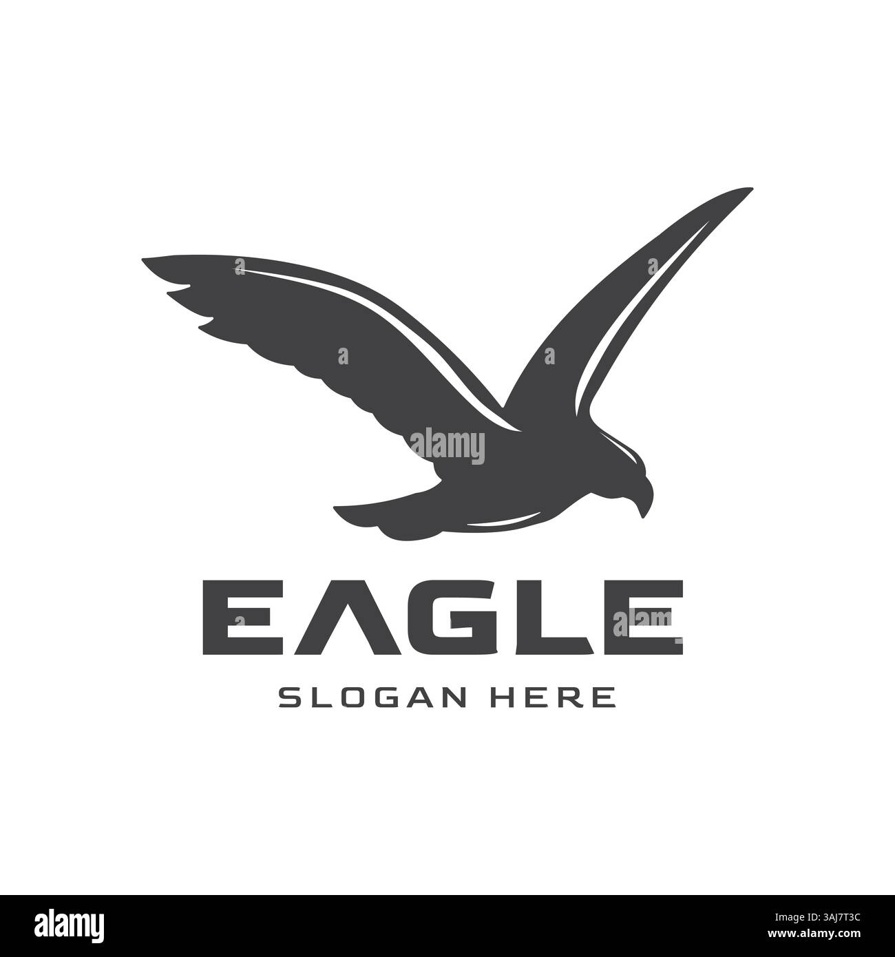 Black flying eagle silhouette design, perfect for logos, vector illustrations, or graphic ...