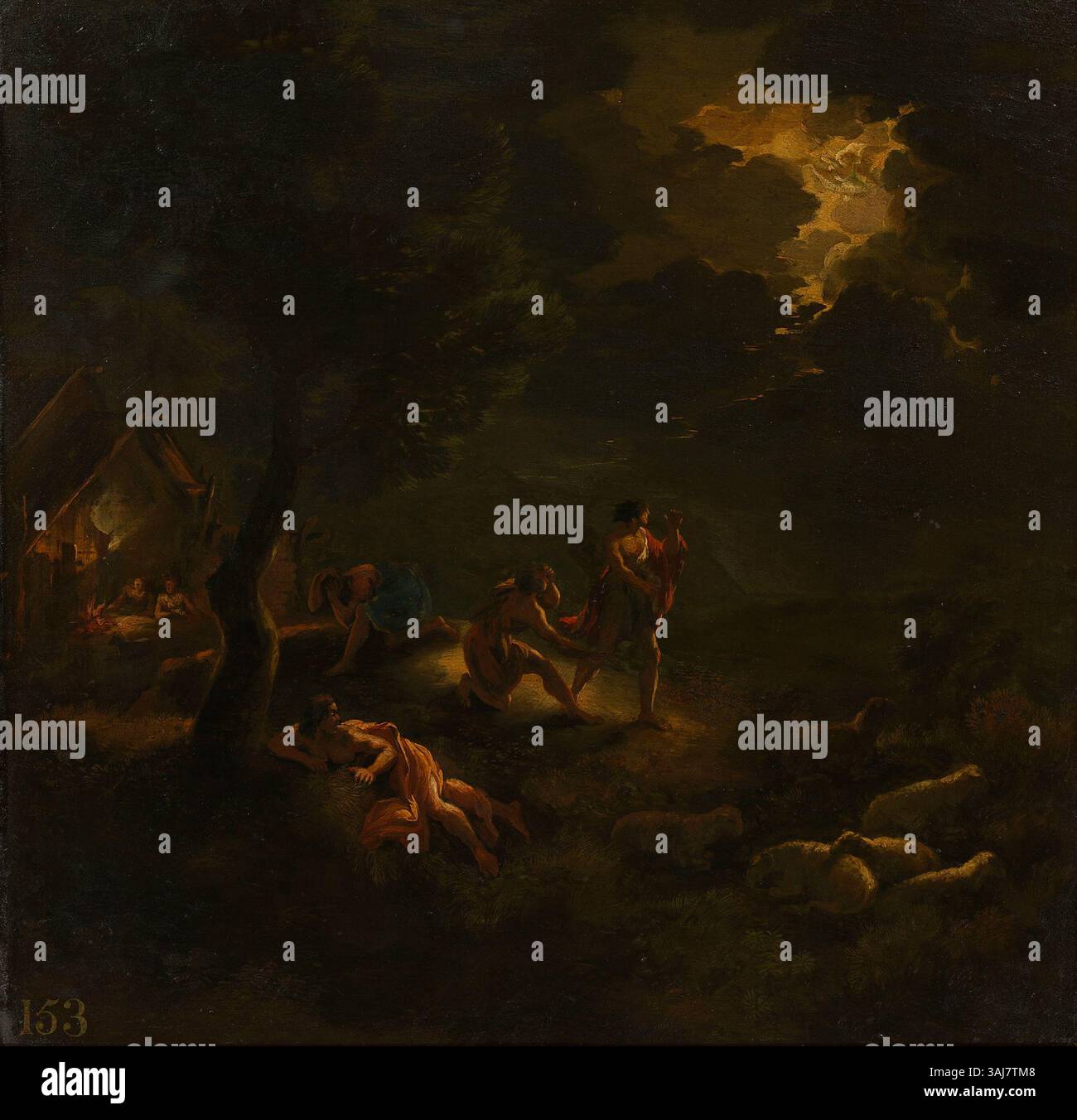 A French painting from the 17th century depicting the Angel appearing ...