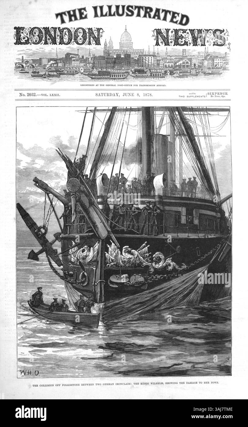 This 1878 illustration depicts the aftermath of a collision off ...