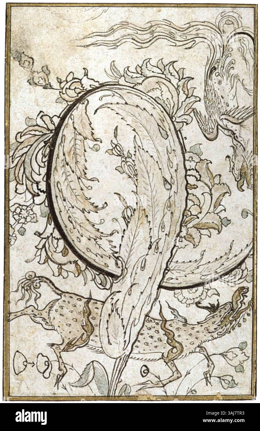 A mid-16th century floral composition from the Topkapi album, featuring ...