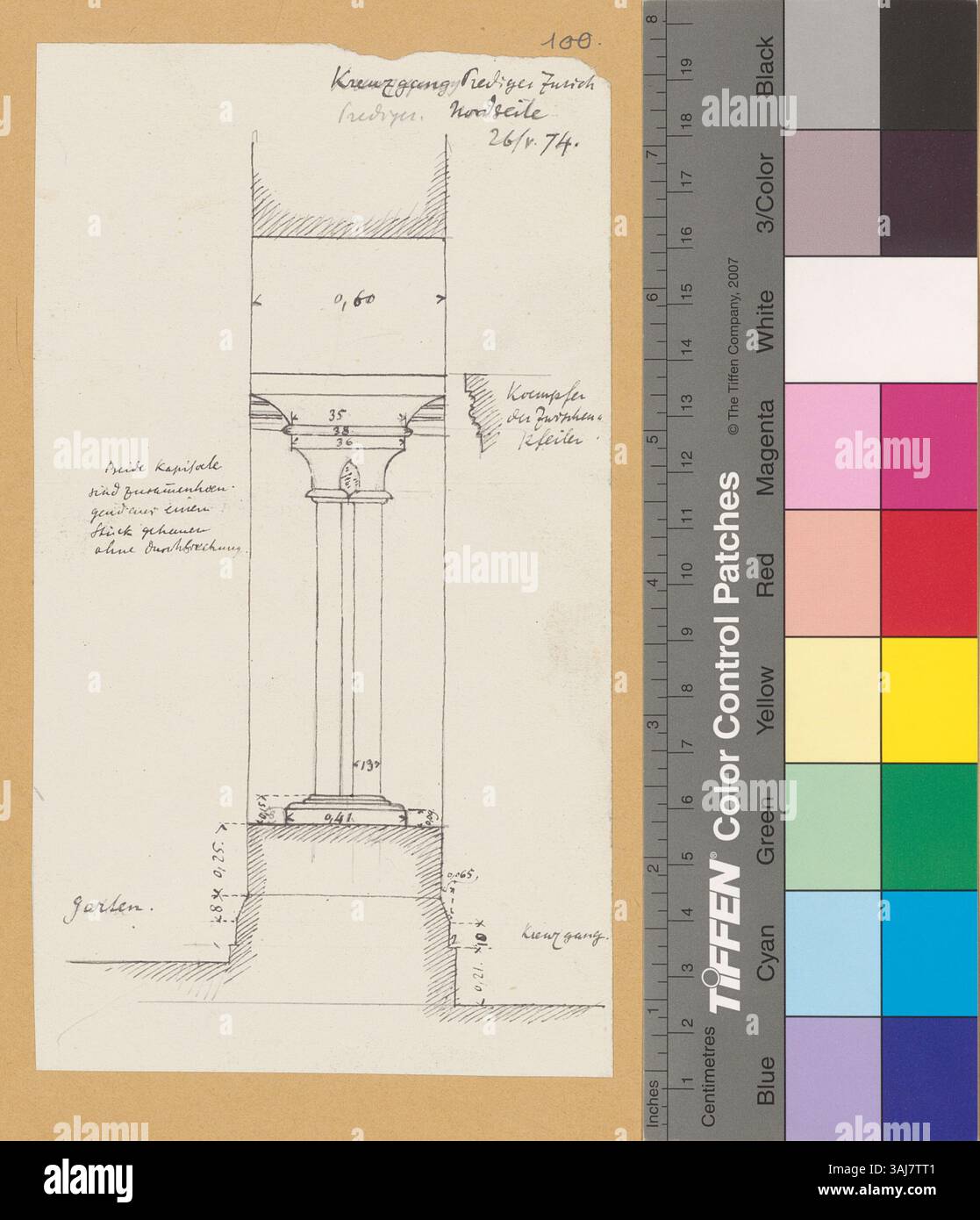 The depiction shows a column in the cloister of the former Prediger ...