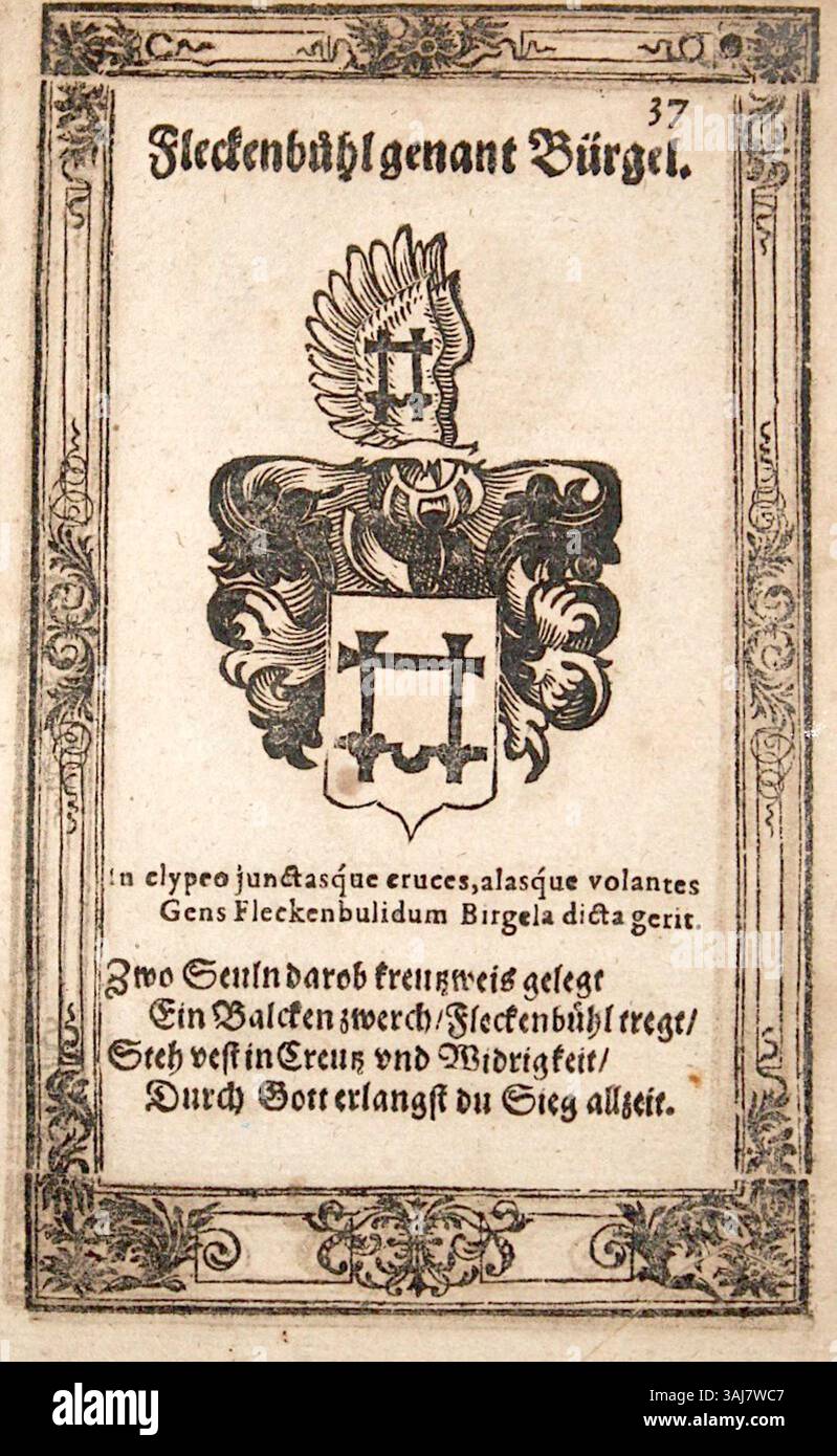 A coat of arms for Fleckenbühl, depicted in the 'Hessisches Wappenbuch ...