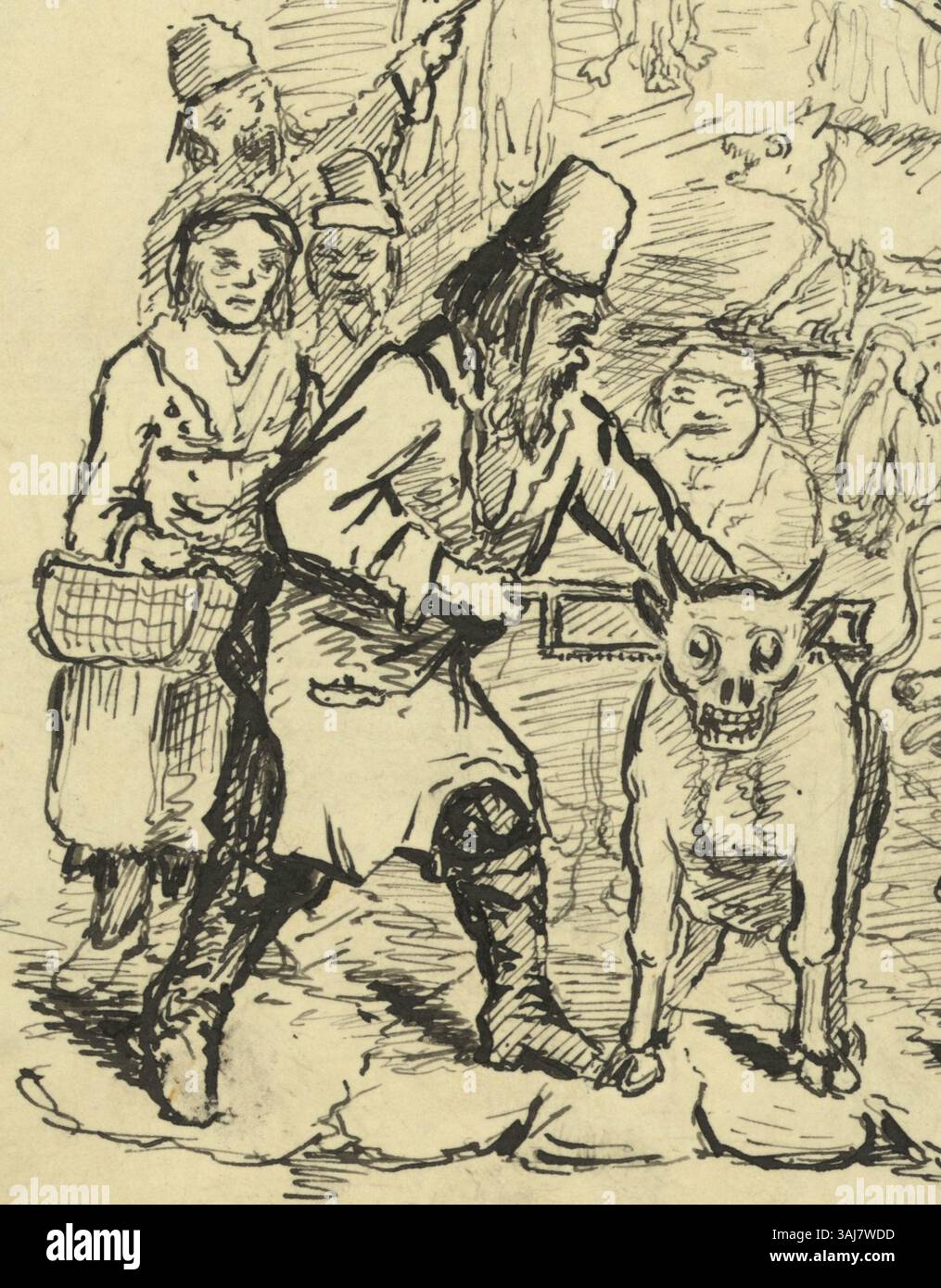 A drawing by Bayard Taylor, dated 1862, depicting a Russian market in ...