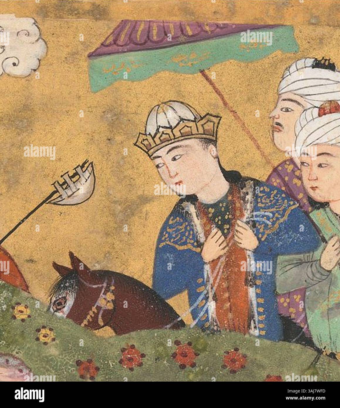 This 1480 painting from the Divan of Jami portrays a figure of a ruler ...