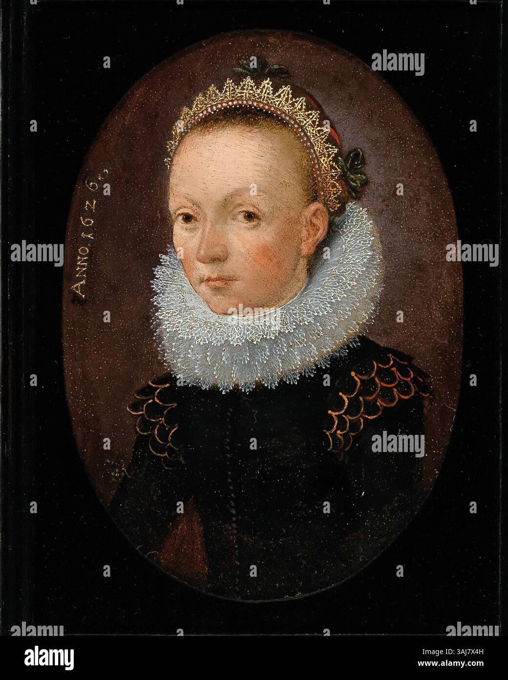 This Dutch portrait from 1626 features a woman in a formal pose ...