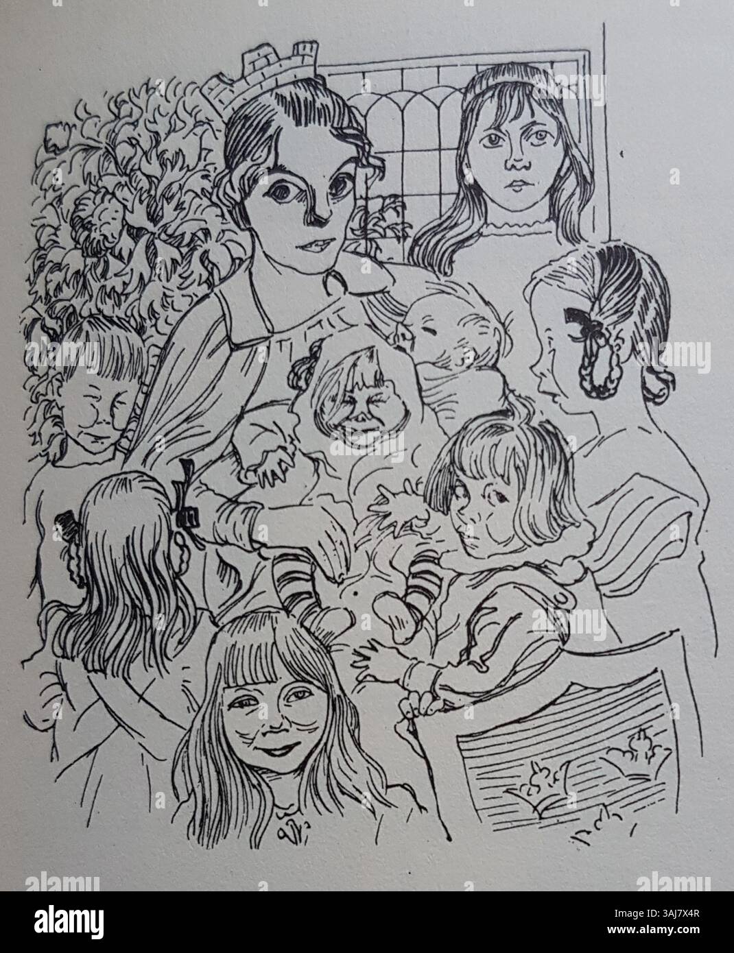 Cartoon of Carl Larsson as Moder Svea, drawn by Victor Bergdahl in 1912 ...