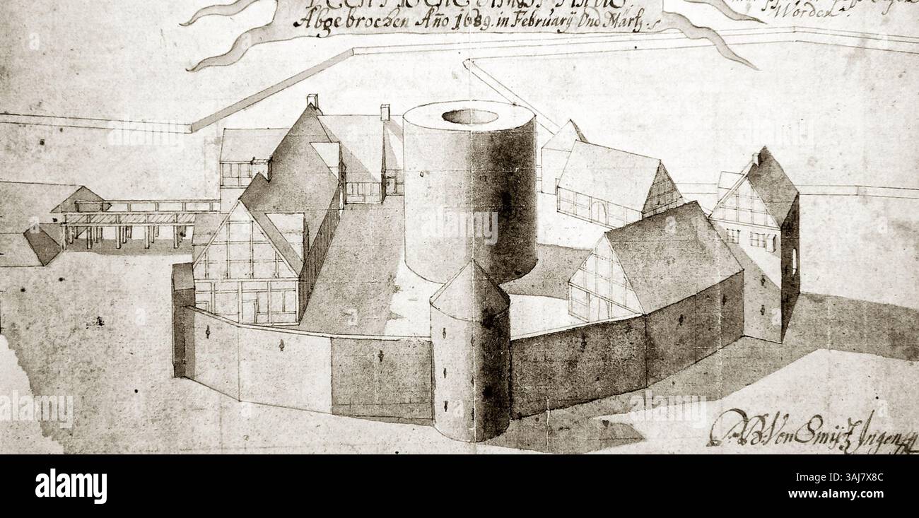 A drawing by Peter Bernhard von Smidtz from 1689, depicting the ...