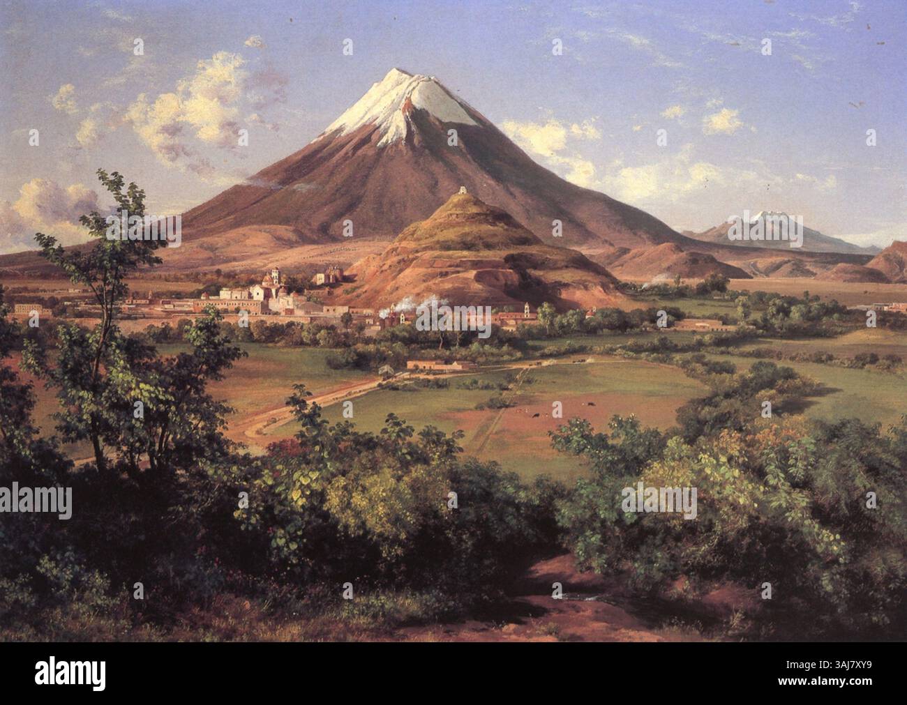 Landscape painting of the Popocatépetl and Iztaccihuatl volcanoes by ...