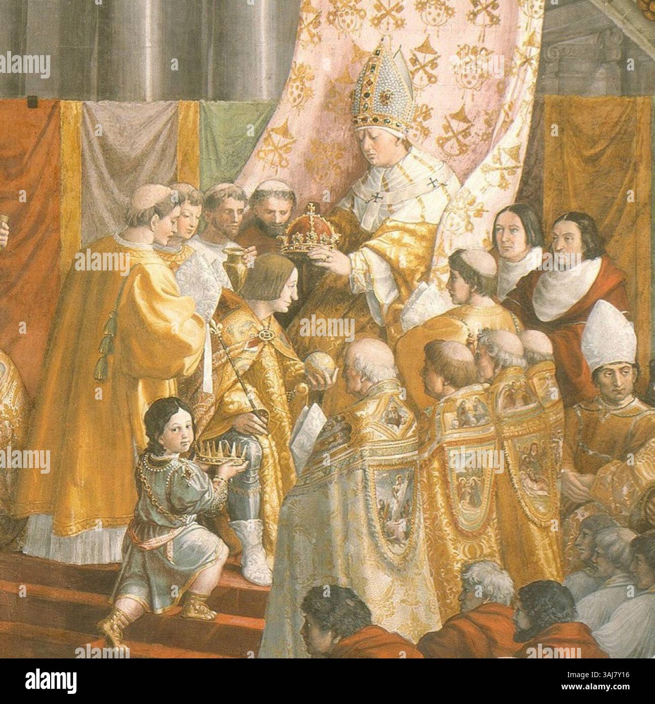 'Coronation of Charlemagne' by Raphael, 1514-15, is a fresco depicting ...
