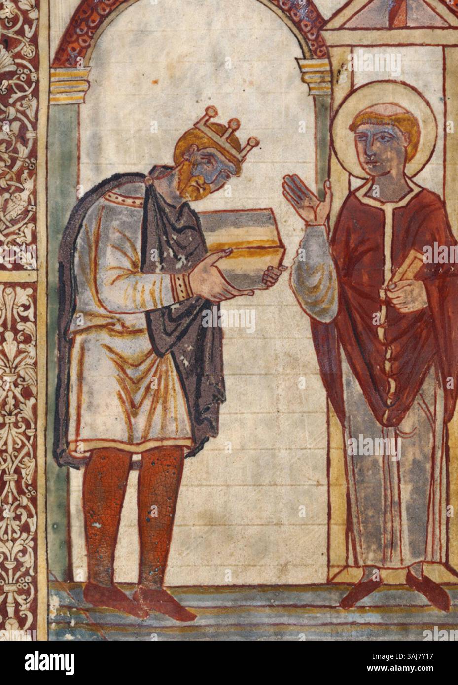 The frontispiece of Bede's 'Life of St. Cuthbert' shows King Æthelstan ...