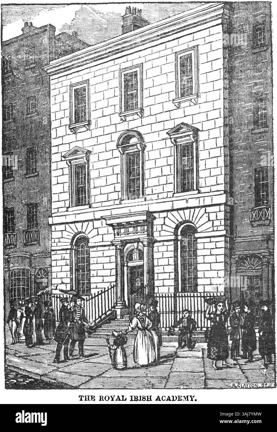 The Royal Irish Academy, Dublin, depicted in 1835, is an institution dedicated to the study and ...